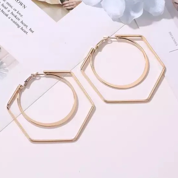 Jewelry | Oversized Hoop Geometric Gold Earrings Big Hollow Circle ...